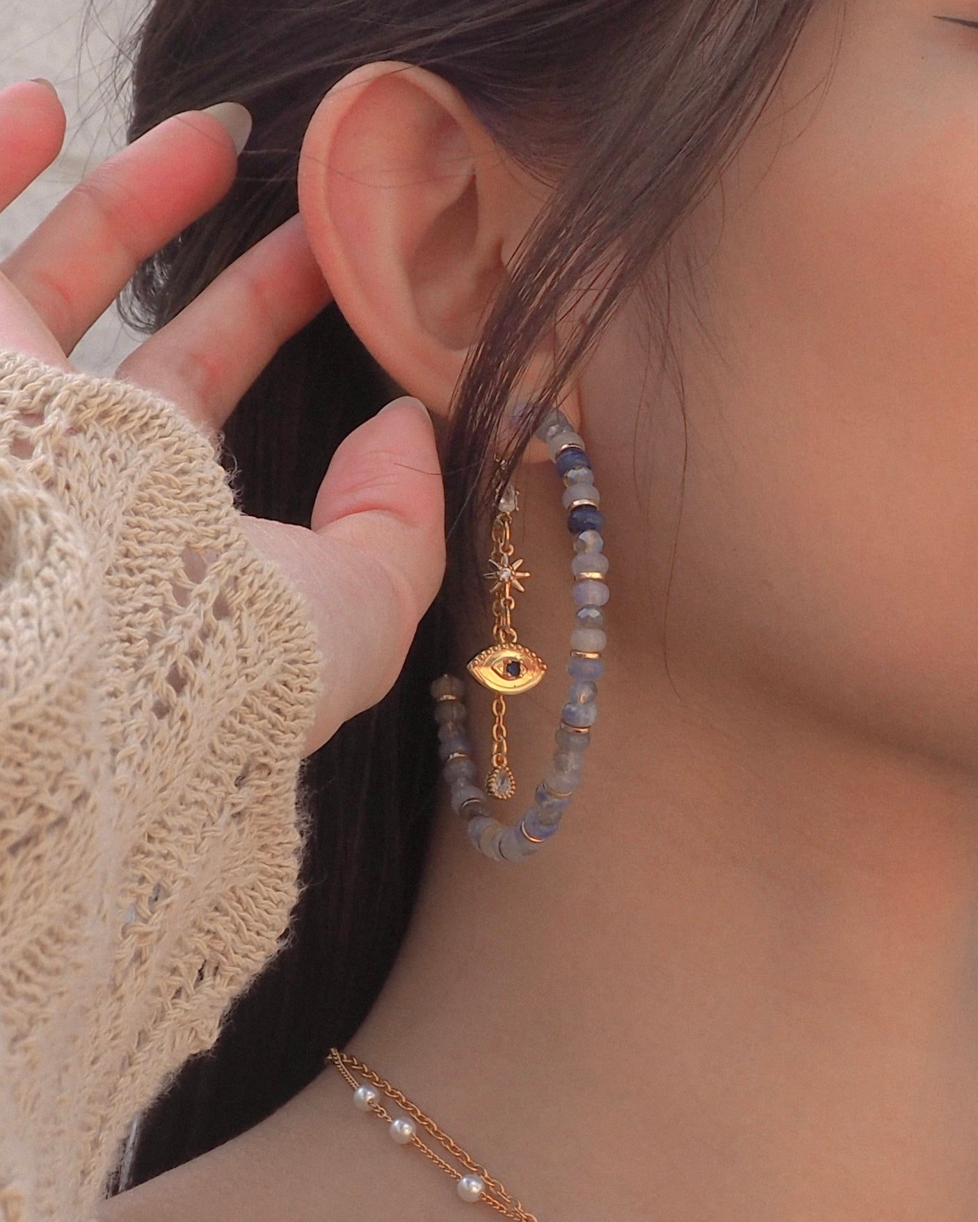 Astro - 18KGP Crystal Beaded Hoop Earrings – WACKO JEWELRY