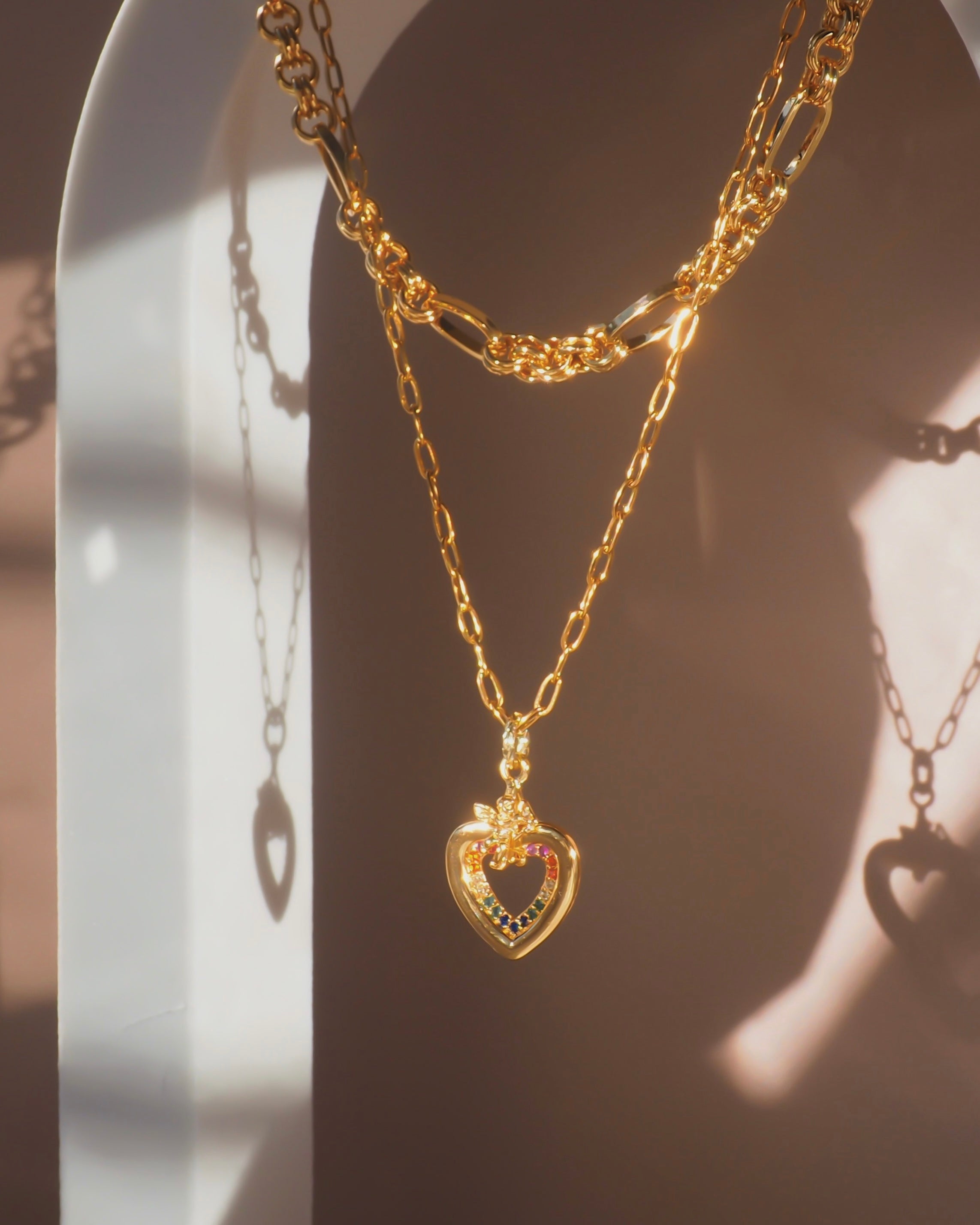 Fallen Angel • Gold Titanium Steel Rainbow Cupid Necklace (waterproof ...